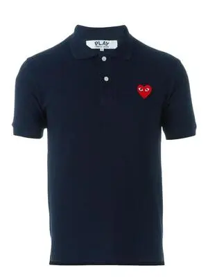 Play Comme Des Garcon Heart Patch Polo Shirt - Black