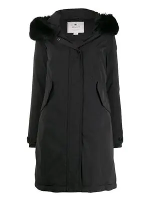 Woolrich Keystone Down Jacket With Fox Fur Trim - Black
