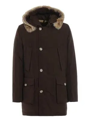 Woolrich Spinning Parker Down Jacket With Fur Hood - Brown