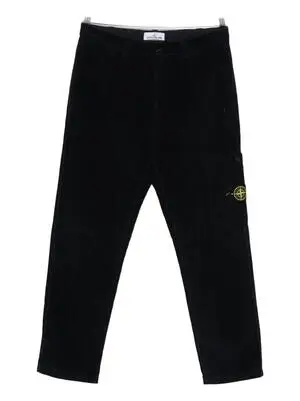 Stone Island Logo Patch Corduroy Pants - Blue