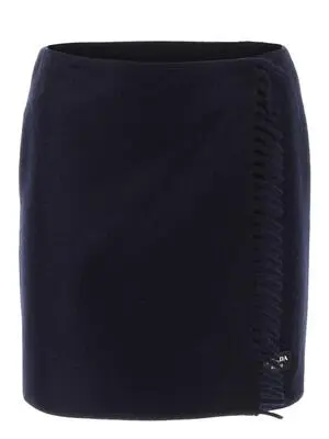 Prada Mini Wrap Skirt With Tassel Detail - Blue