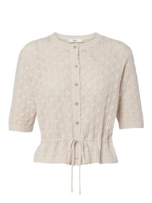 FRAME Short-sleeved Knitwear With Button Closure And Tie Detail - Nude