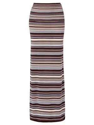 AYA MUSE Knit Striped Maxi Skirt - Red