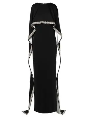 Roland Mouret Embellished Satin Crepe Gown - Black
