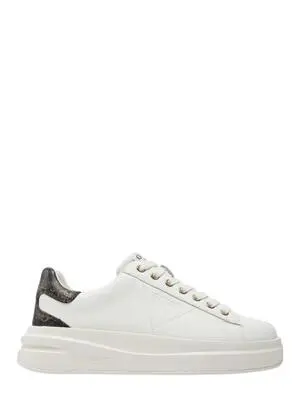 Guess Round Toe Lace Up Sneakers With Logo Detail - White