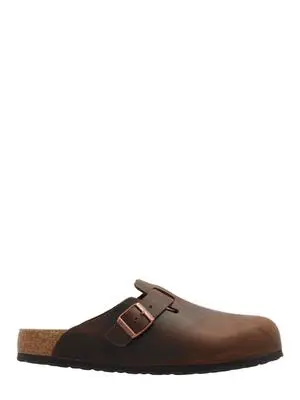 BIRKENSTOCK Round Toe Clogs With Buckle Detail - Black