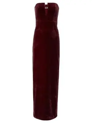 Roland Mouret Embellished Velvet Bustier Gown - Maroon