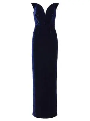 Roland Mouret Strapless Velvet Gown - Navy