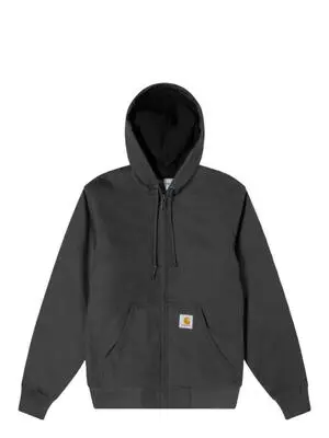 Carhartt Work In Progress Active Jacket With Drawstring Hood And Zip-up Front - Black