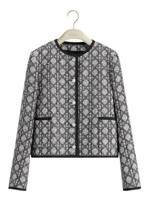 Dior Macrocannage Cropped Jacket With Cd Signature Buttons - Gray