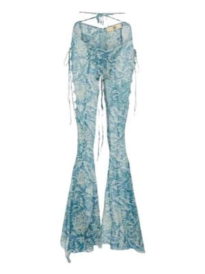 KNWLS Printed Low-rise Silk-blend Flare Pants - Blue