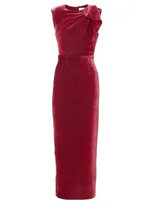 Roland Mouret Velvet Bow Detail Maxi Dress - Red