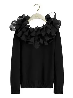 Dior Sweater With Ribbon Neckline And Open Back - Black