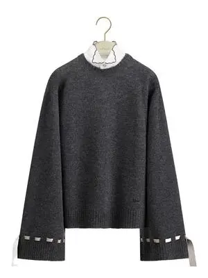 Dior Sweater With Removable Satin Collar - Black