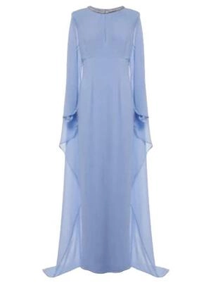 Roland Mouret Embellished Silk Chiffon Maxi Gown - Blue