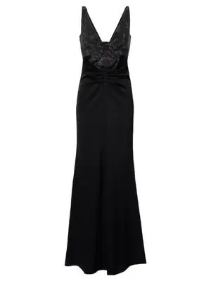 Roland Mouret Embellished Satin Crêpe Gown - Black