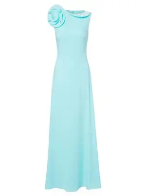 Roland Mouret Sleeveless Maxi Gown With Floral Appliqu - Blue
