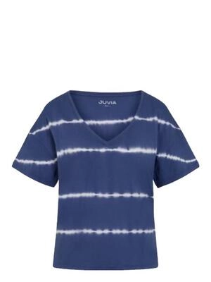 JUVIA Short Sleeve V-neck T-shirt - Blue