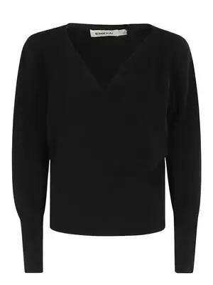 Simkhai Montana V-neck Ribbed Knit Sweater - Black
