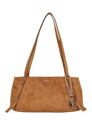 Guess Large Tote Bag With Double Handles And Chain Detail - Brown
