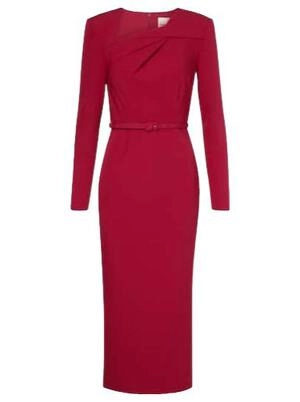 Roland Mouret Belted Crêpe Midi Dress - Red