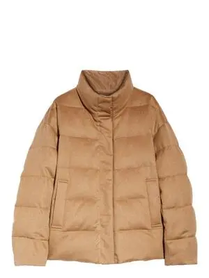 Max Mara High Neck Quilted Coat - Camel