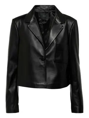 JOSEPH Cropped Leather Single-breasted Blazer - Black