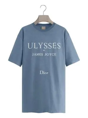 Dior T-shirt With Book Cover Embroidery, Relaxed Fit - Blue