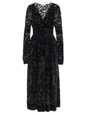 Ulla Johnson Elora Velvet And Mesh Midi Dress - Black