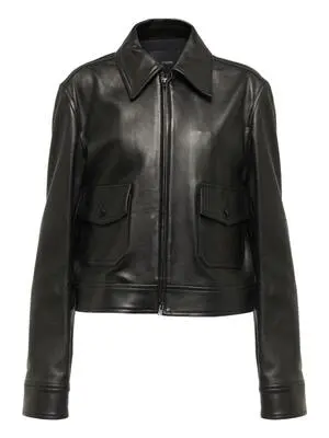 JOSEPH Classic Leather Zip-up Jacket - Black