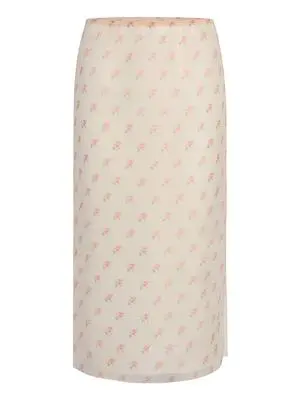 Khaite Syndi Printed Midi Skirt - Nude