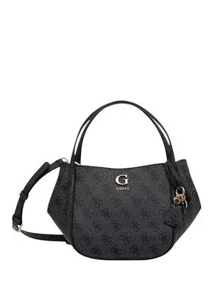 Guess Monogrammed Shoulder Bag With Double Handles - Black