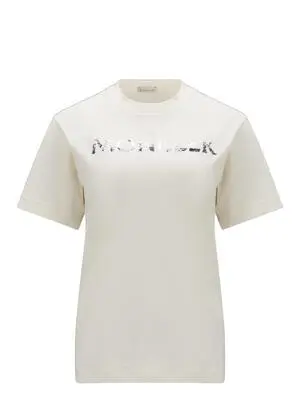 Moncler Crewneck T-shirt With Sequined Logo - White