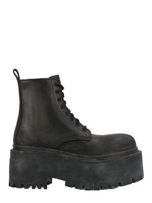 Balenciaga Strike Platform Lace-up Boots - Black