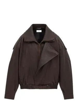 Saint Laurent Oversized Zip-up Bomber Jacket - Tan