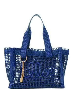 Chloé Chloe Openwork Mesh Tote Bag Blue