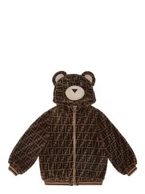 Fendi Ff Shearling Teddy Bear Bomber Jacket - Black