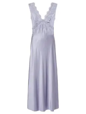 Rixo Lysandra Lace-trimmed Satin Maxi Dress - Gray