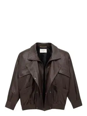 Saint Laurent Zip-up Bomber Jacket - Tan