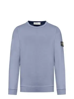 Stone Island Crewneck Sweatshirt With Compass Patch - Medium Blue