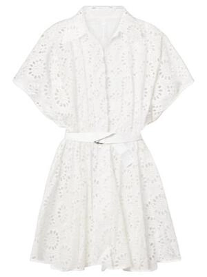 NORMA KAMALI Norma Kamali Belted Broderie Anglaise Cotton Mini Dress