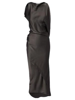 Victoria Beckham Kyra Draped Crepe Satin Midi Dress - Black