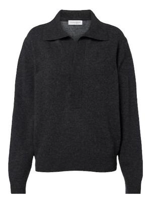 Victoria Beckham Long-sleeved V-neck Polo Shirt - Black