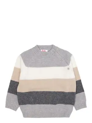 IL GUFO Round Neck Striped Sweater - Gray