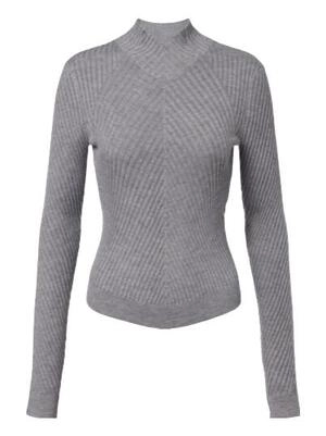 Victoria Beckham High-necked Knit Sweater - Gray