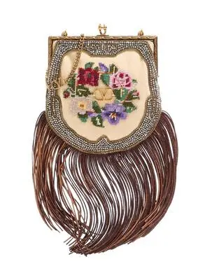 VALENTINO Valentino Gold Tone Triumph Embroidery Bag With Chain Strap And Fringe