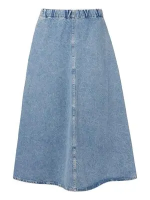 AGOLDE Distressed Denim Midi Skirt - Blue