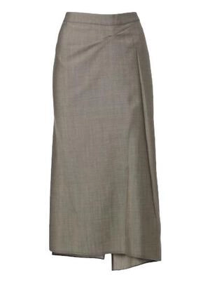 Victoria Beckham Draped Wool And Mohair Midi Skirt - Gray