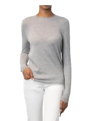 Avant Toi Long-sleeved Sweater With Round Neck And Trim Detail - Gray
