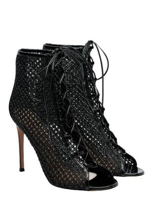 GIANVITO ROSSI Gianvito Rossi Black Lace-Up Stiletto Booties